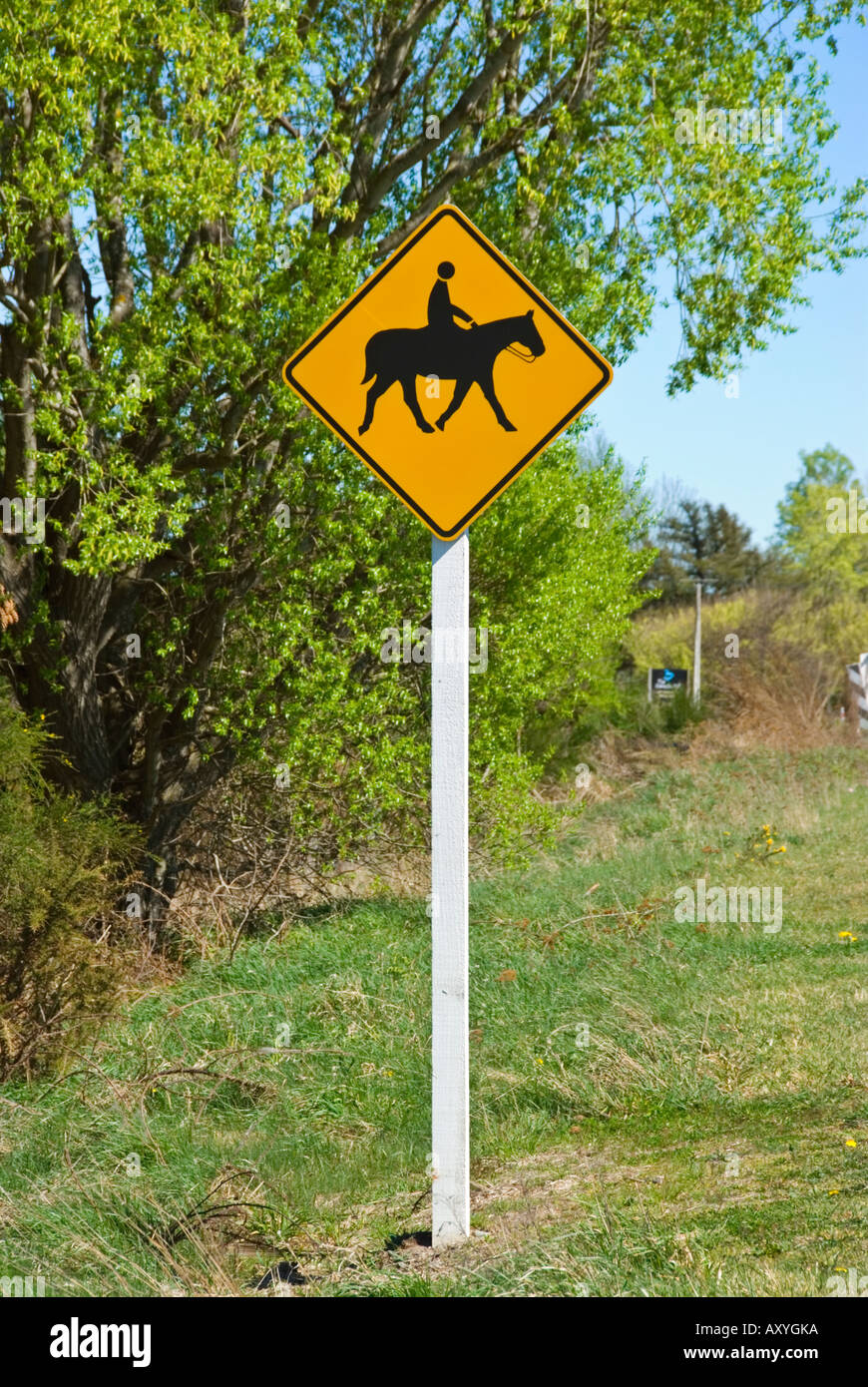 Horse and rider warning sign Stock Photo - Alamy
