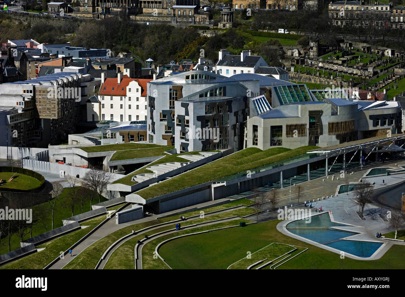 Birds eye view of Scottish Parliament building, Holyrood, Edinburgh ...