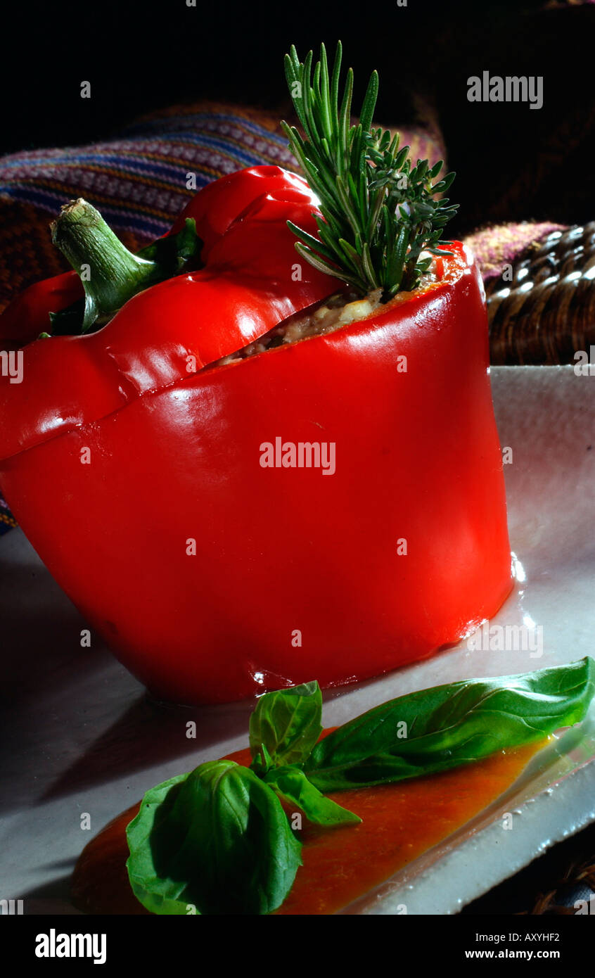Baked stuffed red pepper Stock Photo - Alamy