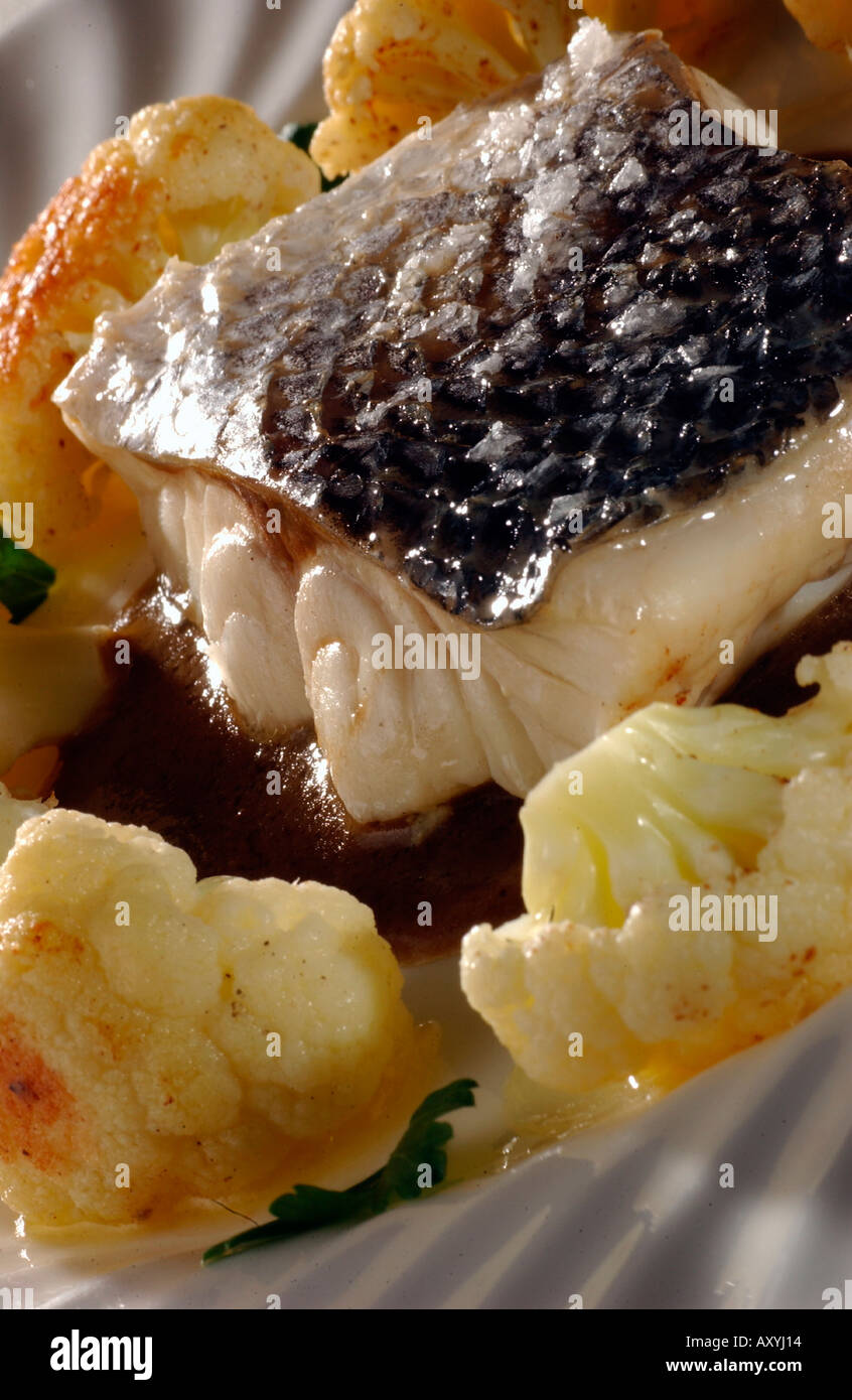 Baked cod with cauliflower Stock Photo - Alamy