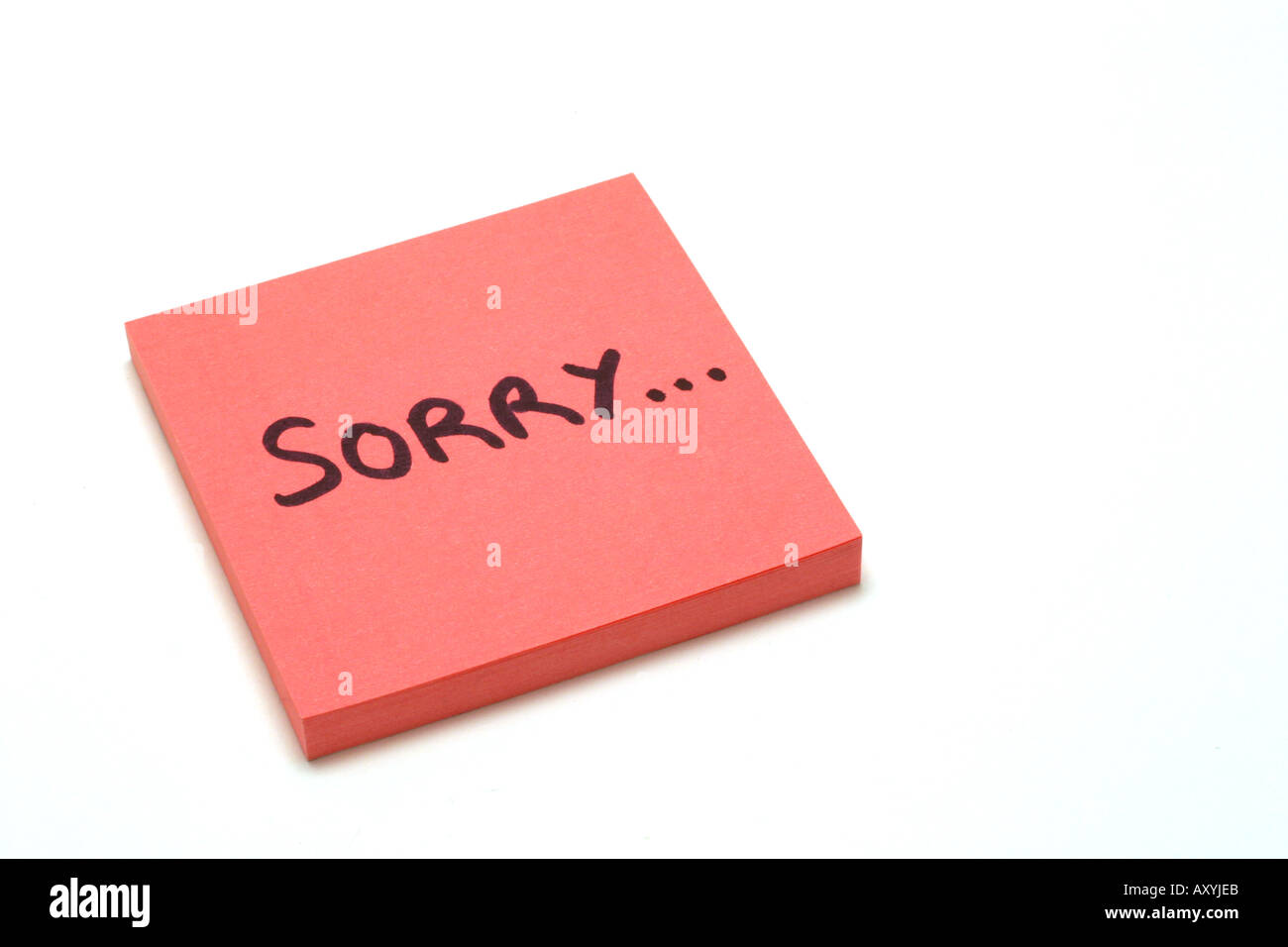 Memo note Post it Sorry isolated on white background Stock Photo - Alamy