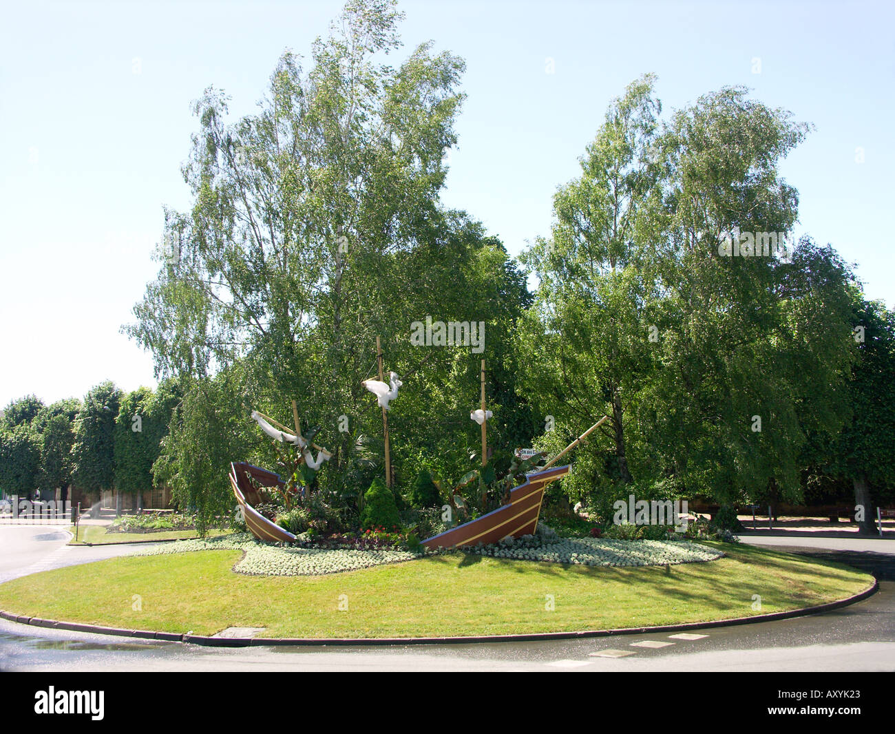 Roundabout decoration in the form of a sailing boat Loudun Vienne ...