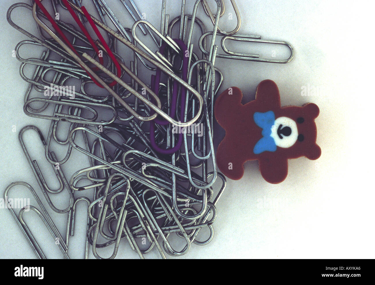 Paperclips with eraser Stock Photo - Alamy