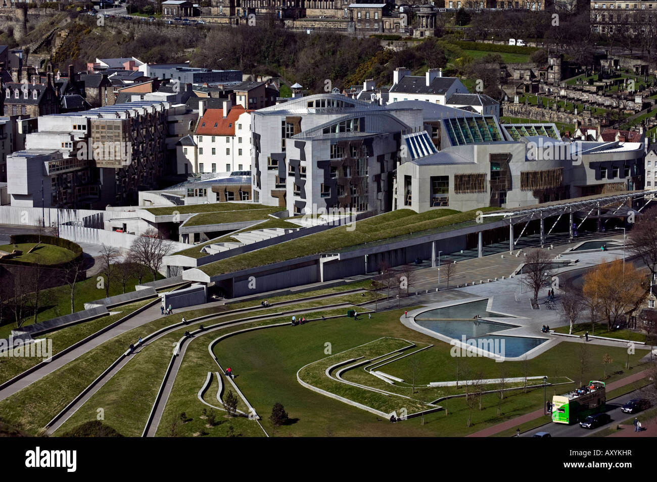 Birds eye view of Scottish Parliament building, Holyrood, Edinburgh ...
