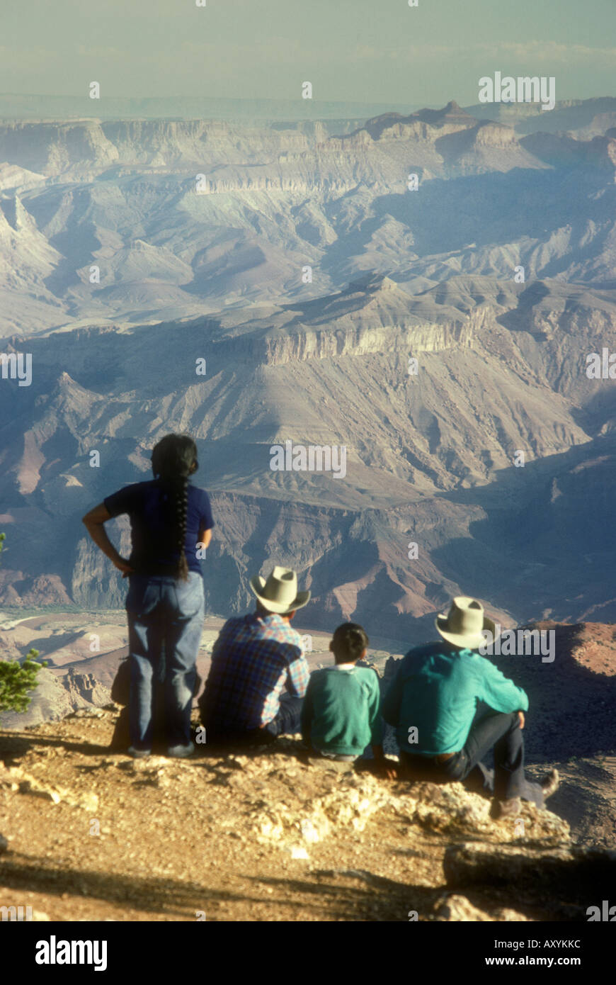 Native American group looking over the Grand Canyon Arizona USA Stock ...