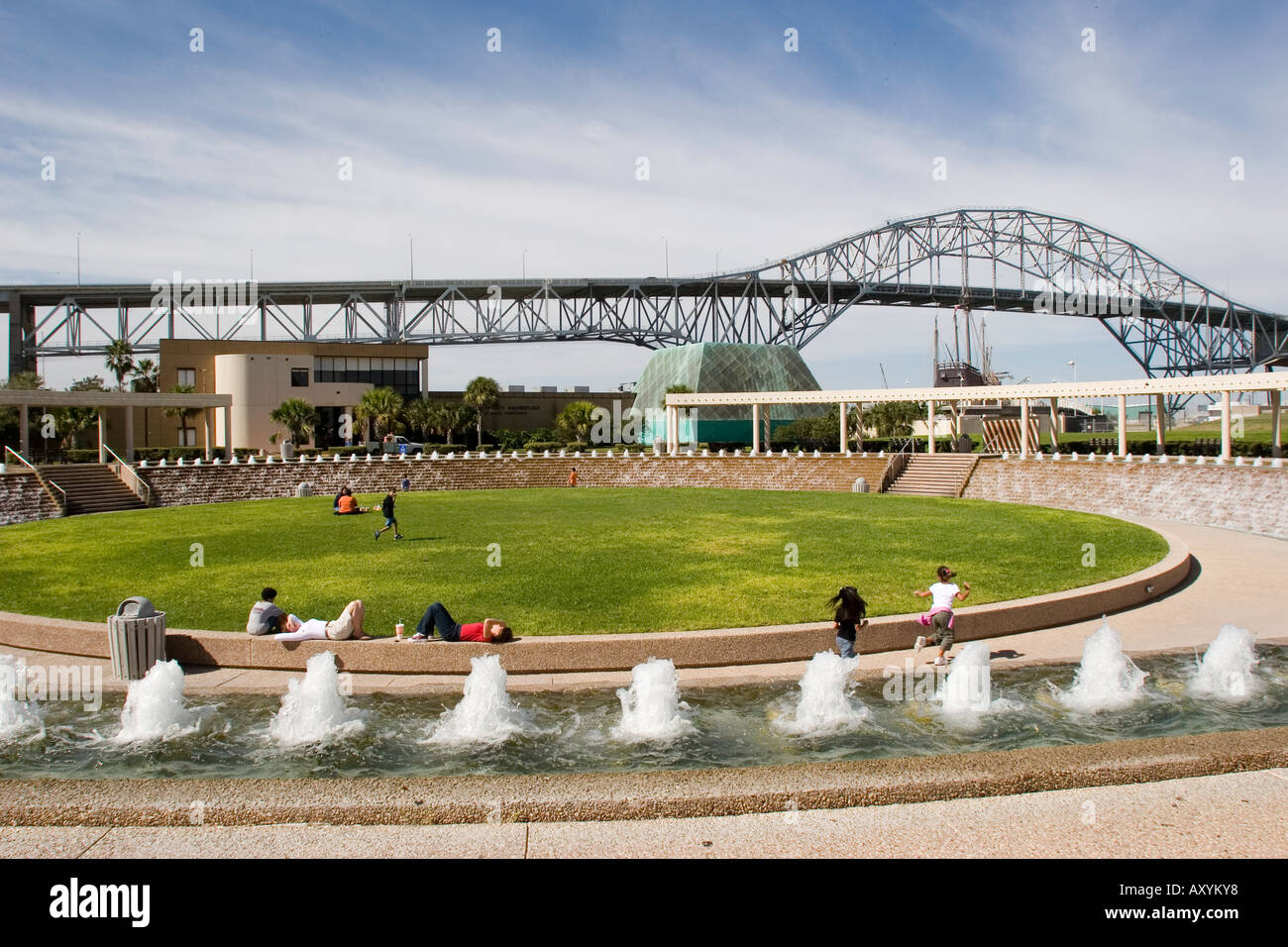 Water feature near the New extension to the Art Museum of South Texas ...
