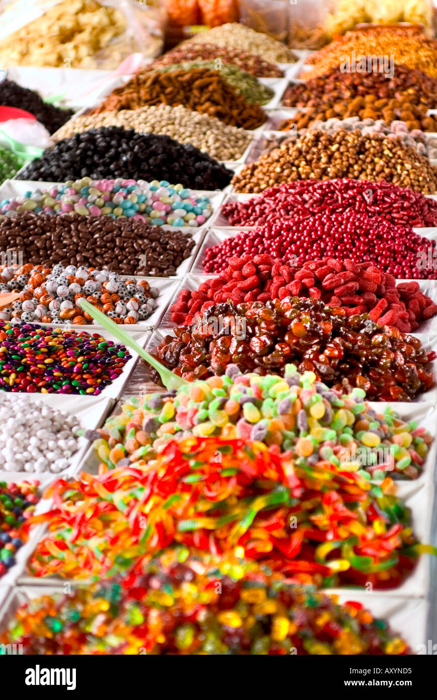 Colorful composition of bulk candy for sale in open air market Stock ...