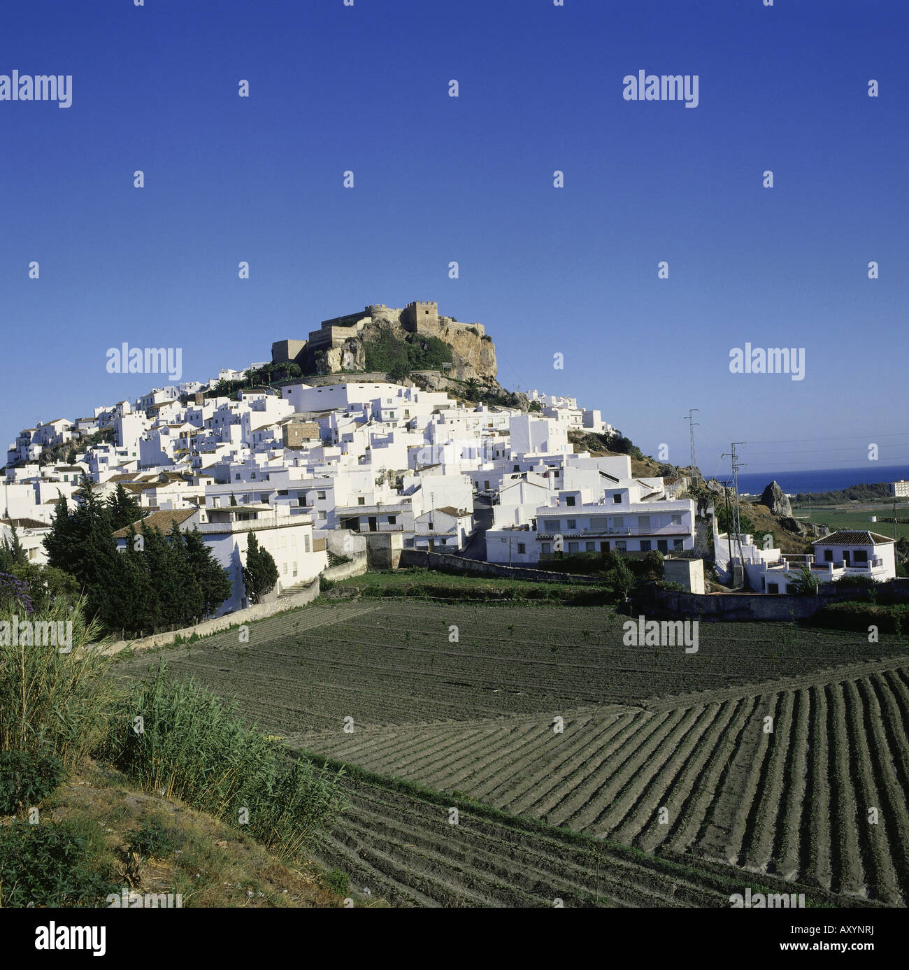 geography / travel, Spain, Nerja, Overview, village, castle, white ...