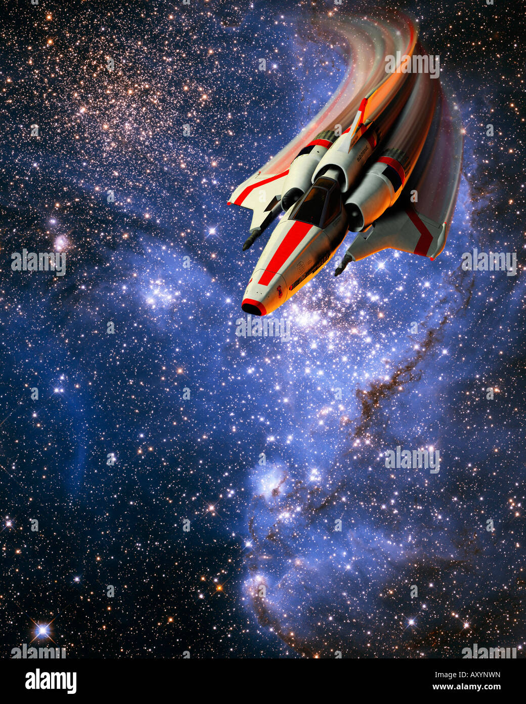 computer generated futuristic space vehicle in starry sky Stock Photo ...