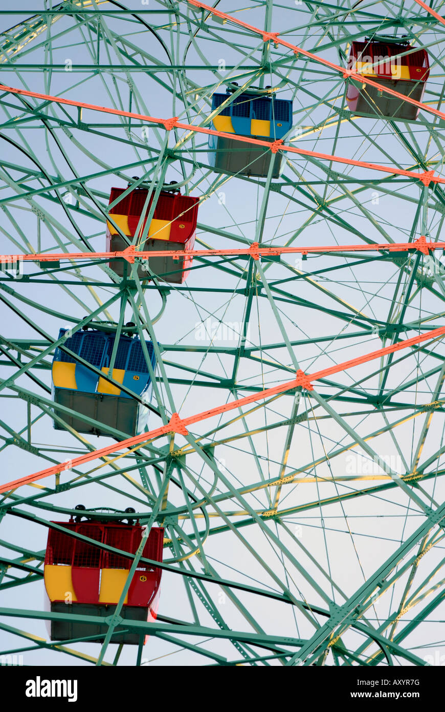 Close up of Wonder Wheel Amusement Park Ride in Coney Island, Brooklyn ...