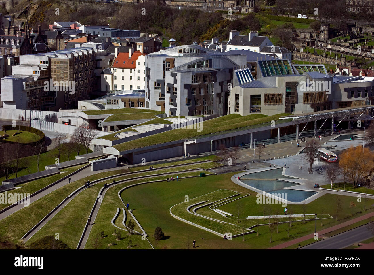 Birds eye view of Scottish Parliament building, Holyrood, Edinburgh ...