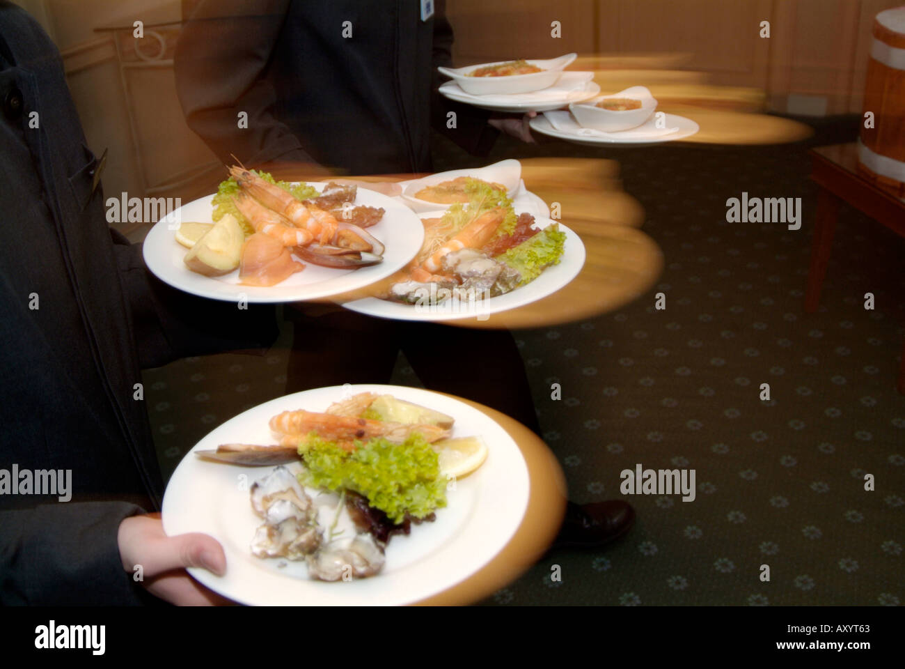waiter, waitress, service, food, plate, fast, movement, restaurant ...