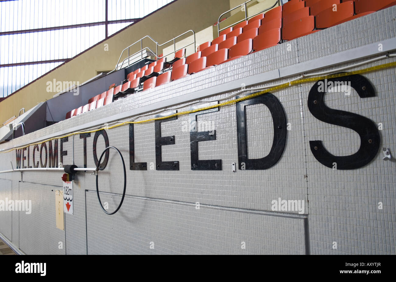 Interior of the Leeds International Pool showing "Welcome to Leeds ...