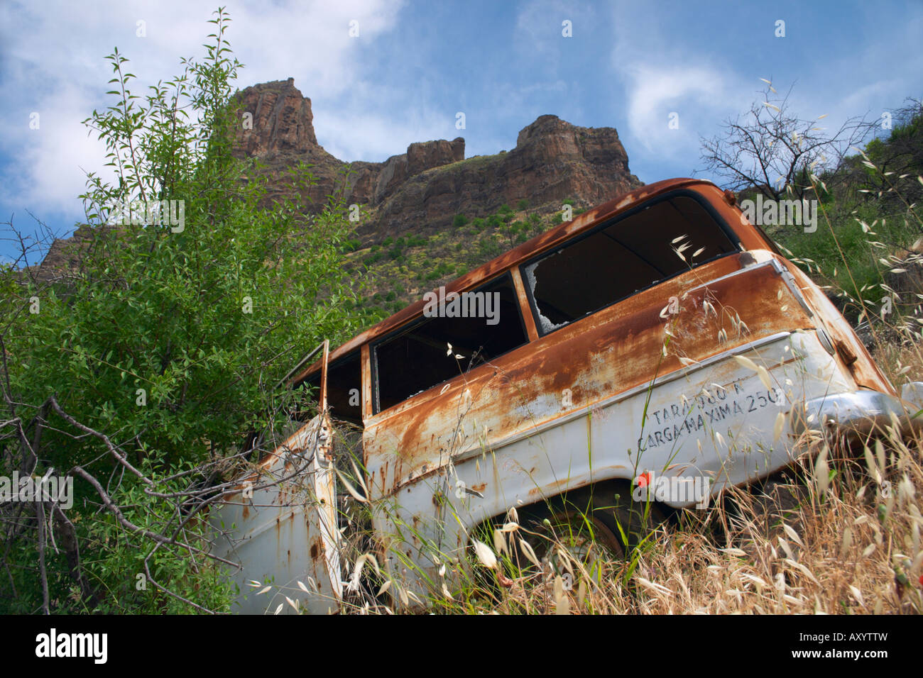 Rusting abandoned car in field Stock Photo - Alamy