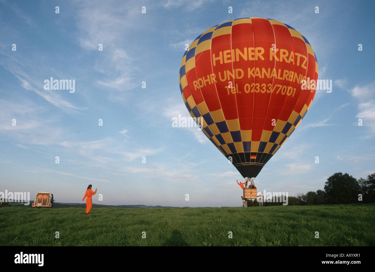 hot-air balloon landing, Germany, Ruhr Area Stock Photo - Alamy
