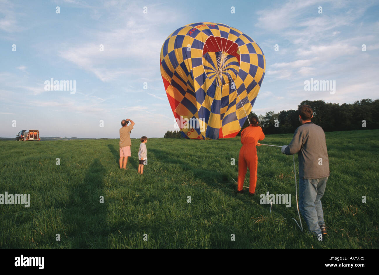 striking an hot-air balloon, Germany, Ruhr Area Stock Photo - Alamy