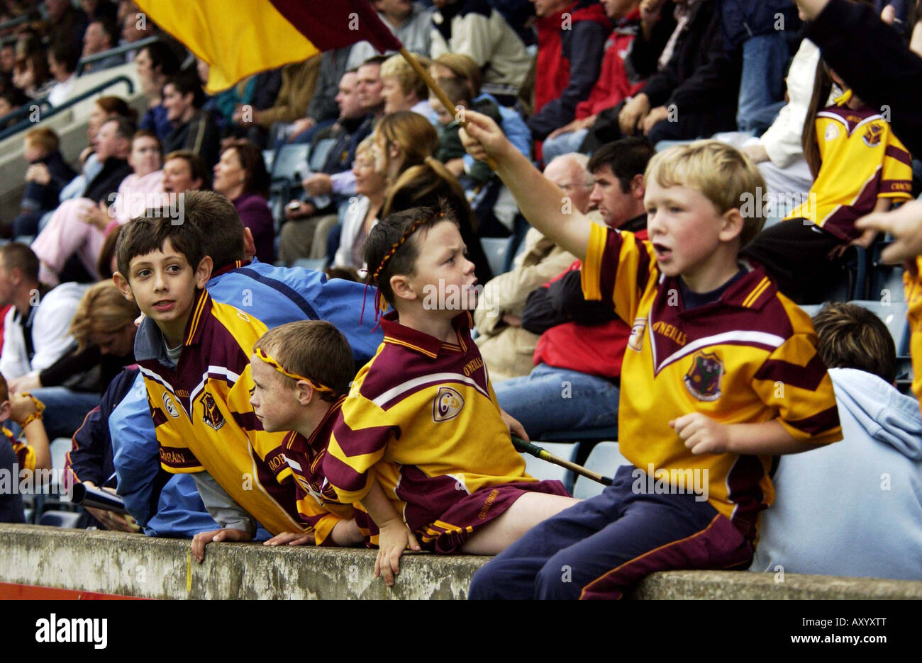 Children supporting a Hurley match in Dublin Ireland Stock Photo - Alamy