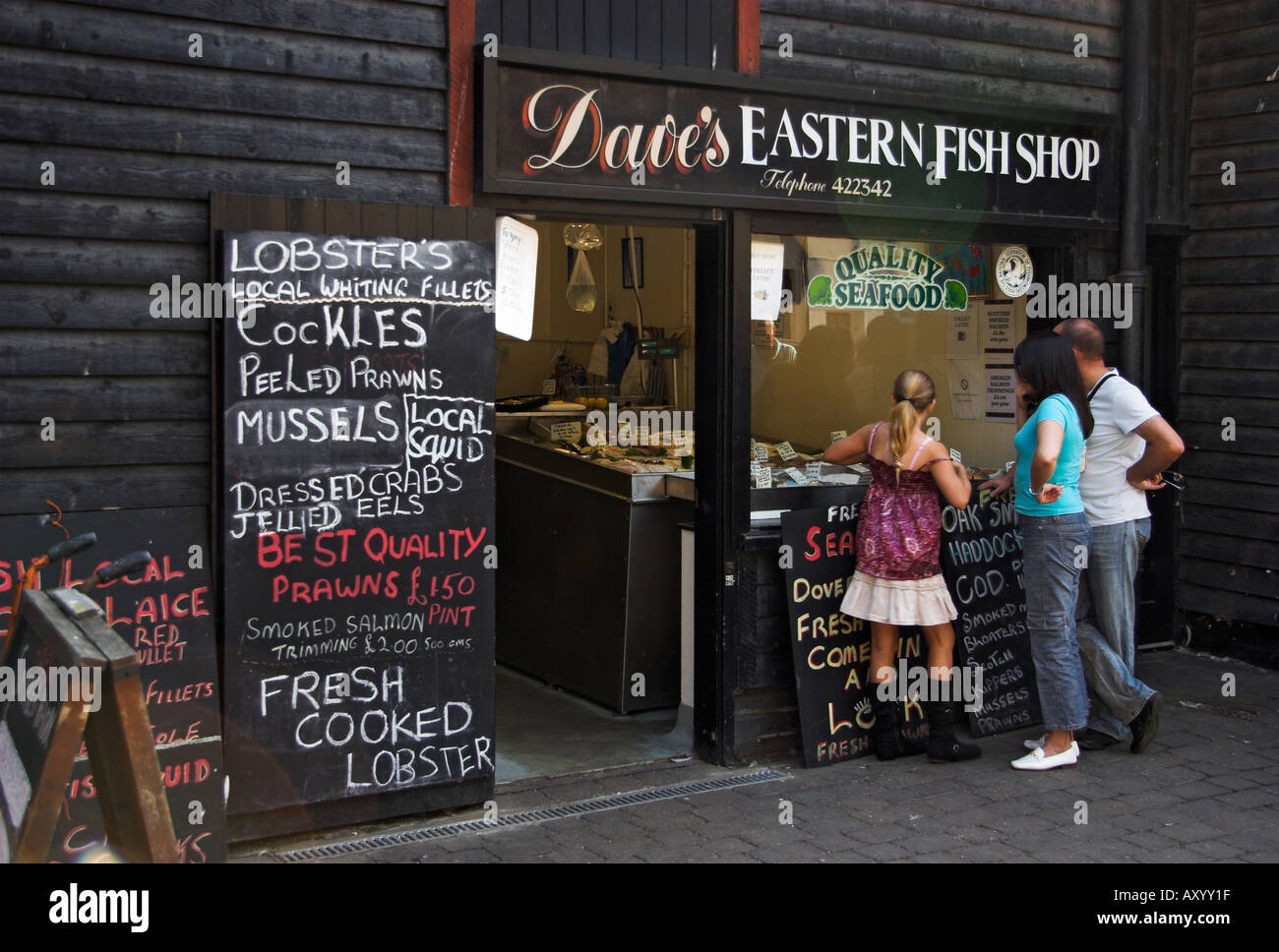 Daves Eastern Fish Shop selling freshly caught seafood on the seafront ...