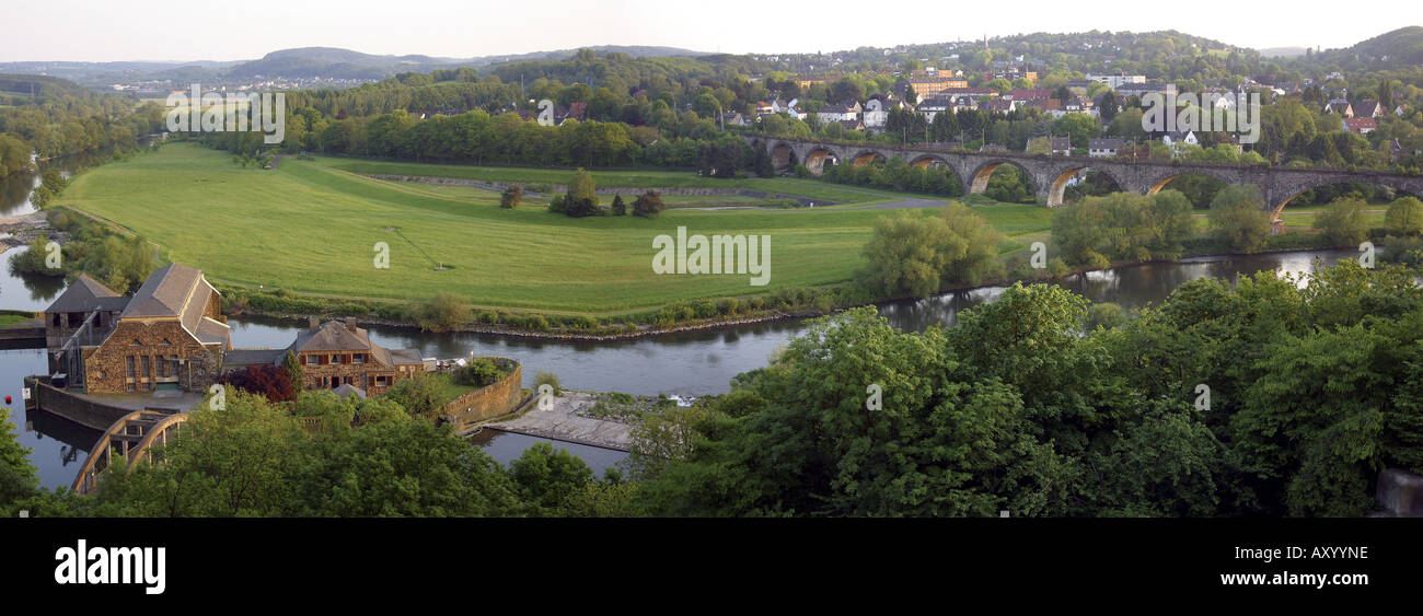 View on the hydroelectric power station Hohenstein in the Ruhr Valley ...