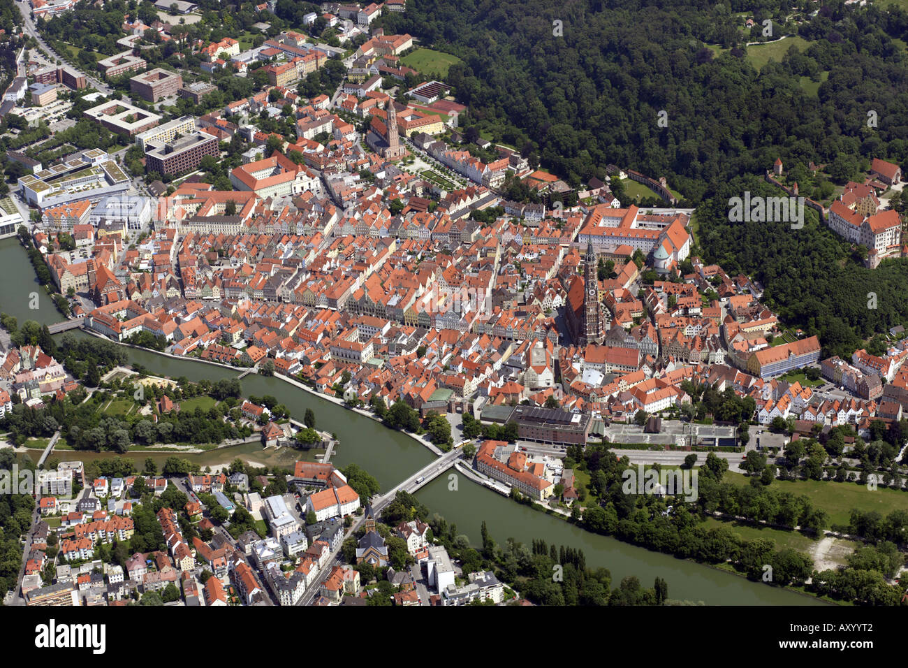 Old Town of Landshut at Isar River, residence of the gouvernment of ...