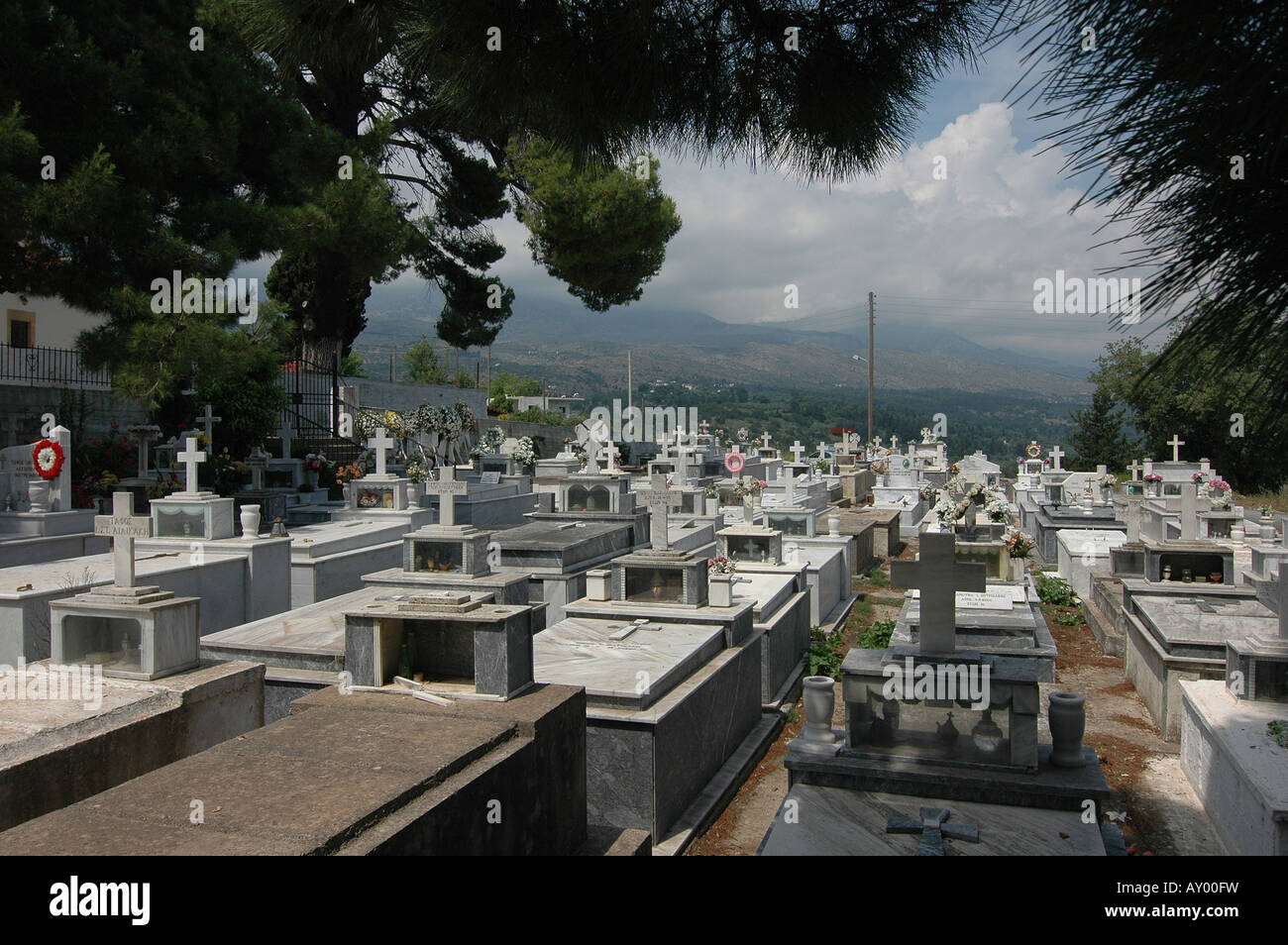 Cemetery on the Island of Crete Greece Stock Photo - Alamy