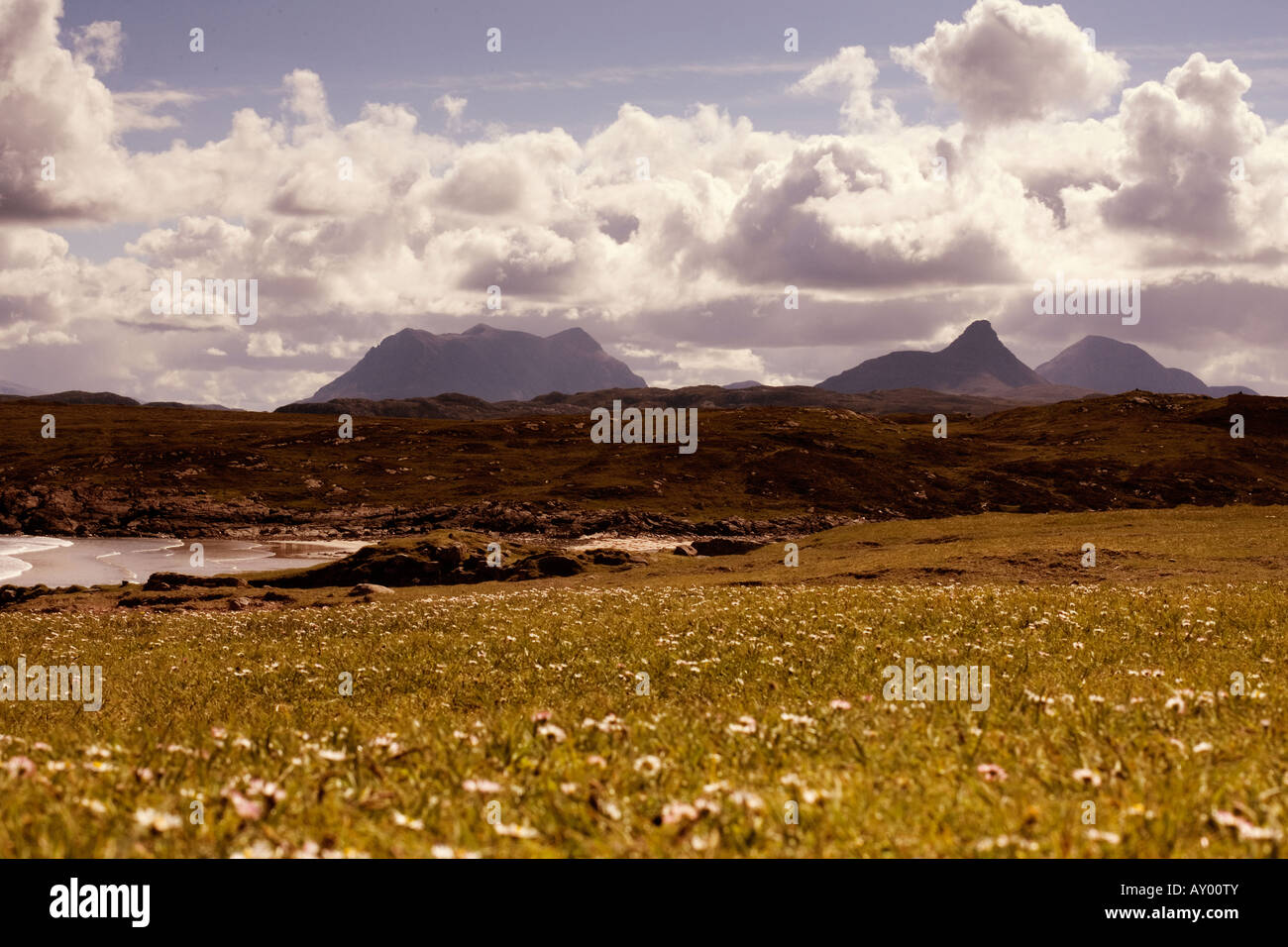 Stack Polly from Achnahaird Beach, north west Scottish Highlands Stock ...