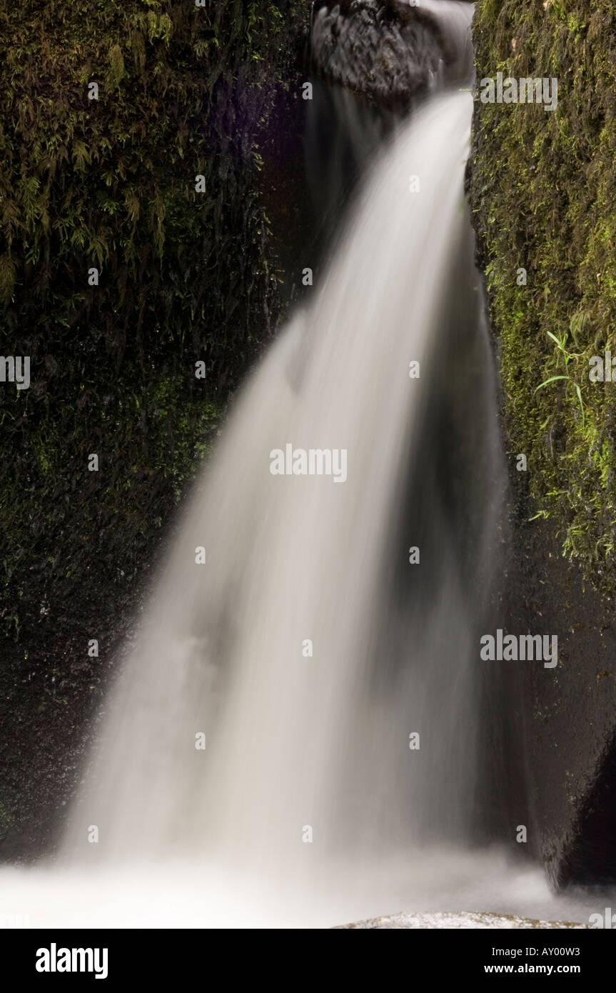 Water flowing between rocks Becky Falls Dartmoor Devon England Stock ...