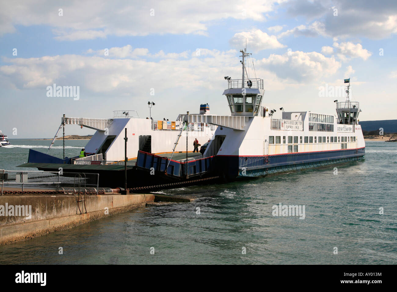 Bramble Bush Bay chain ferry that crosses the entrance to Poole Harbour ...