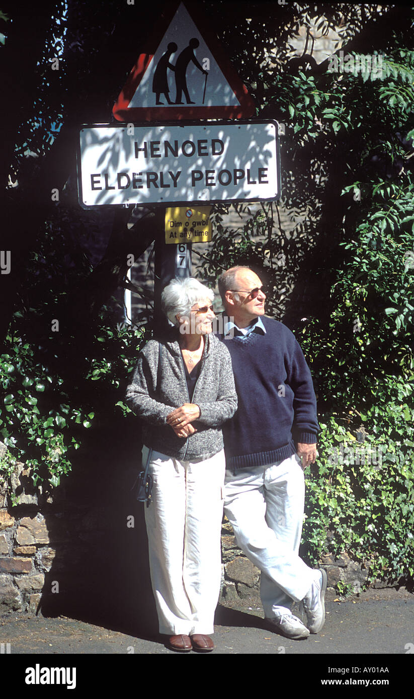 Warning sign for elderly people Stock Photo - Alamy