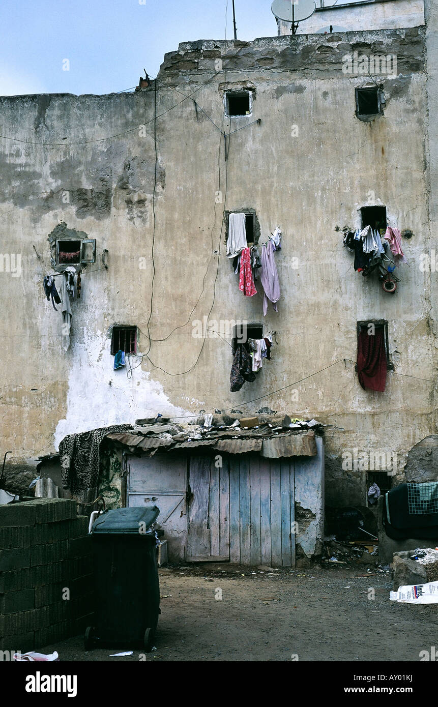 Clothes hanging out to dry in the Ghetto in Casablanca Morroco Stock ...