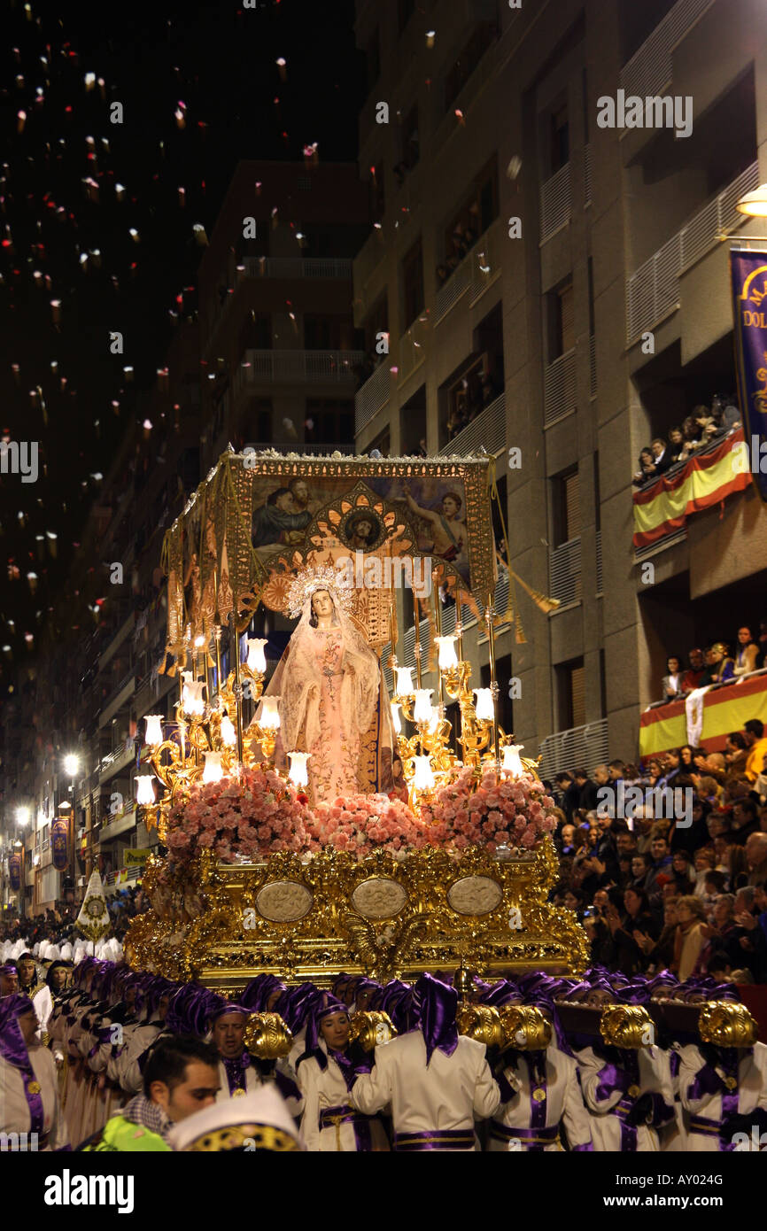 Processions on Good Friday,Lorca,Spain. Rain of carnation and rose ...