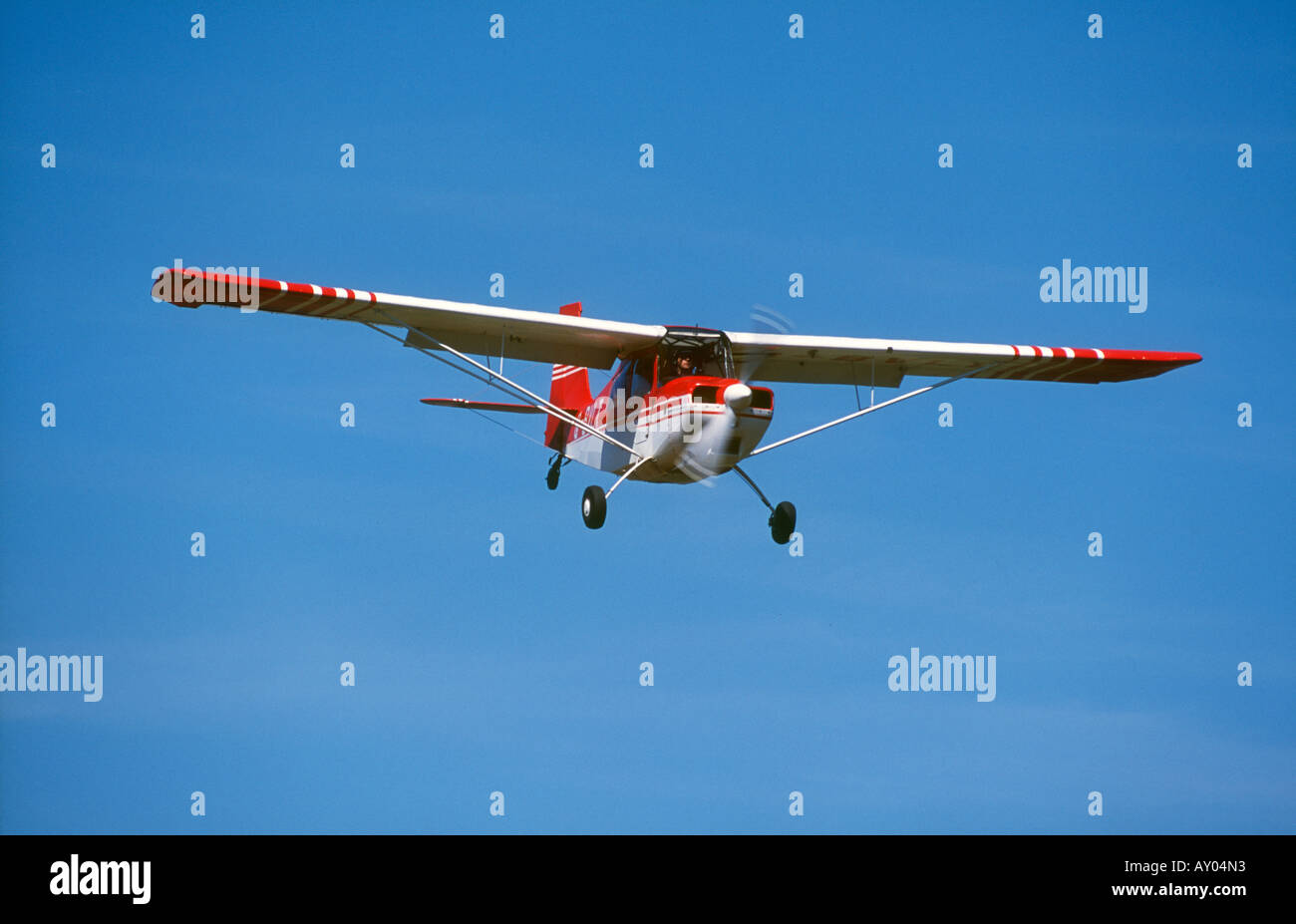 Aeronca 7AC Champion two seat high wing light aircraft G-BRAR in flight ...