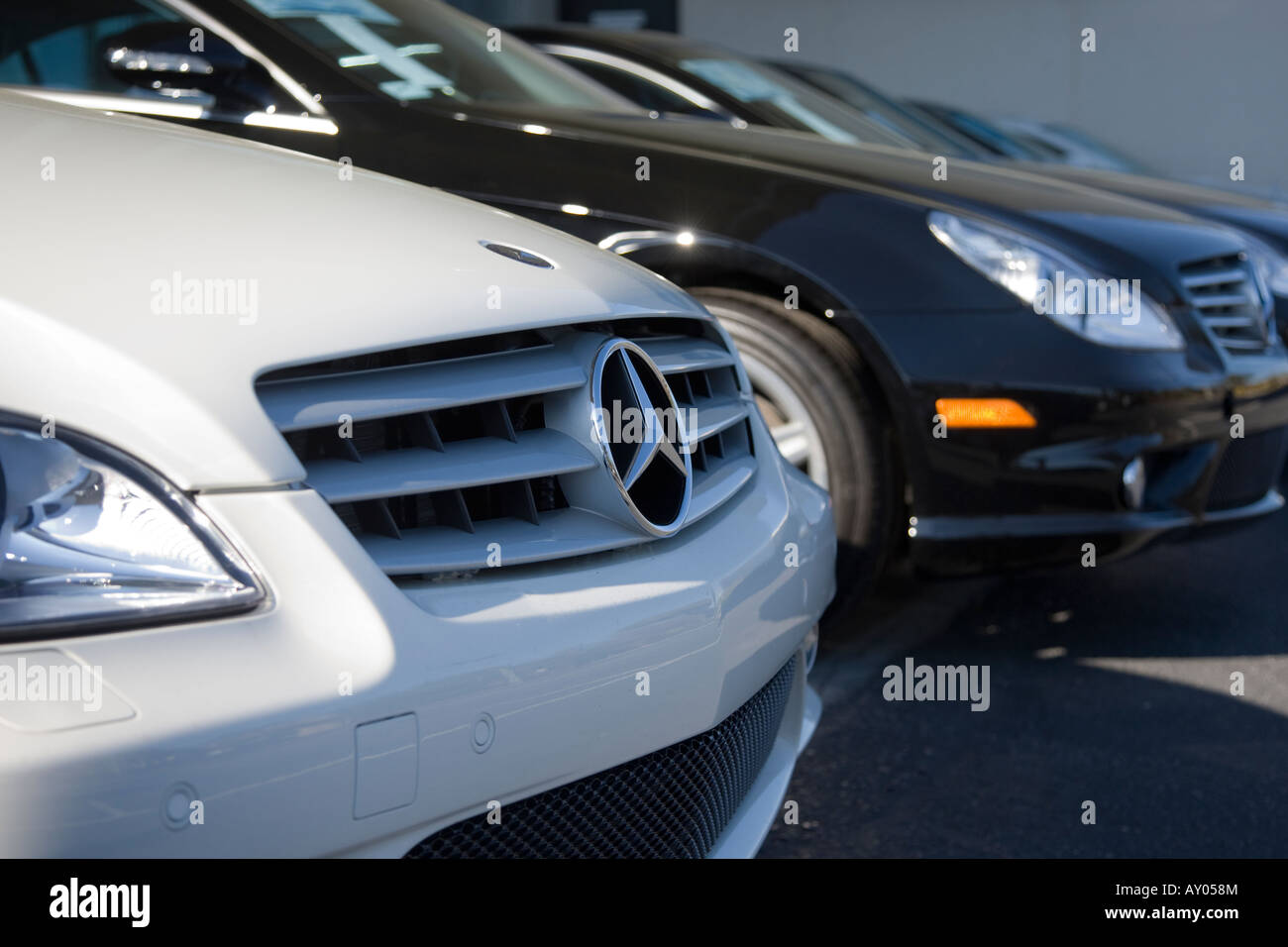 Luxury cars on display at a new car lot Stock Photo - Alamy