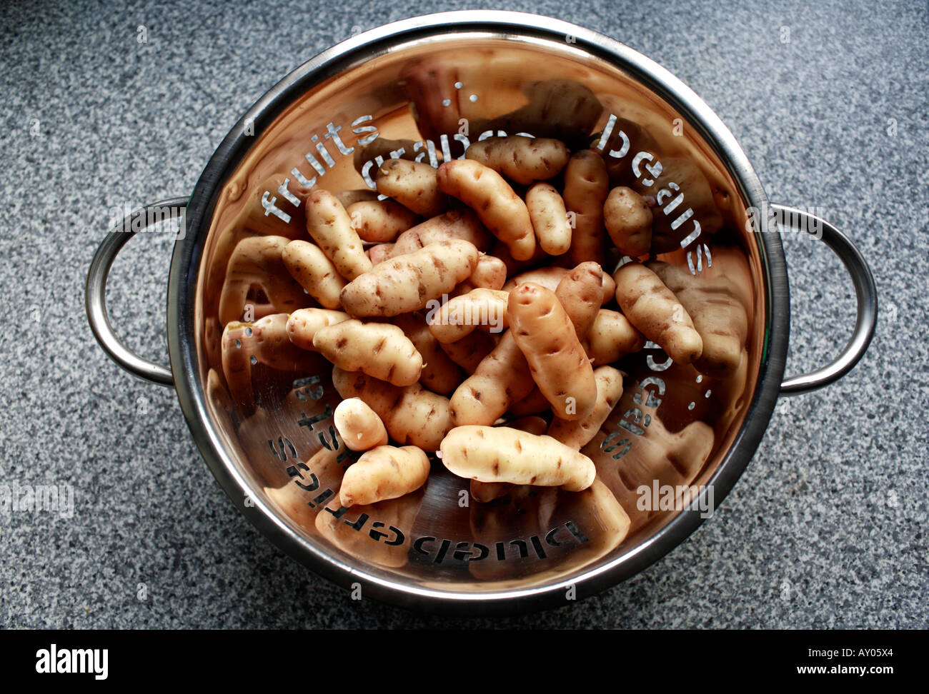 Stock Photo of Anya Potatoes in a Silver Bowl Stock Photo - Alamy