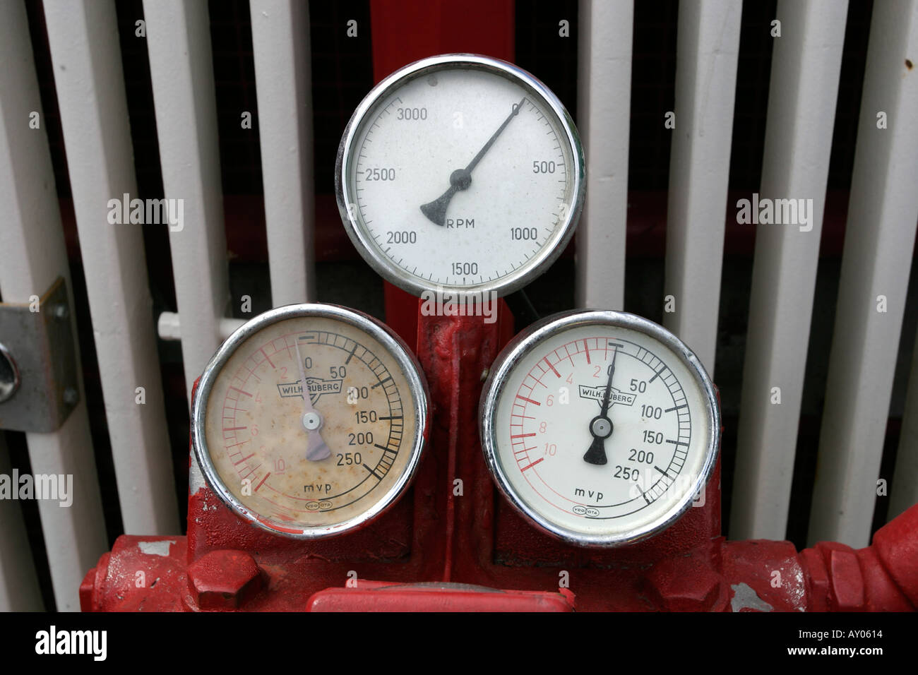 gauges of an old fire truck Stock Photo - Alamy