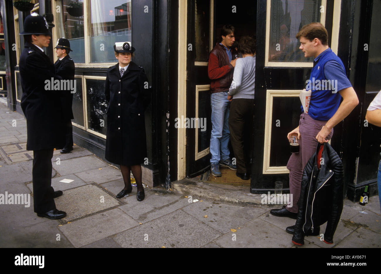 1980s Chelsea Football Fans police on crowd control duty outside The ...