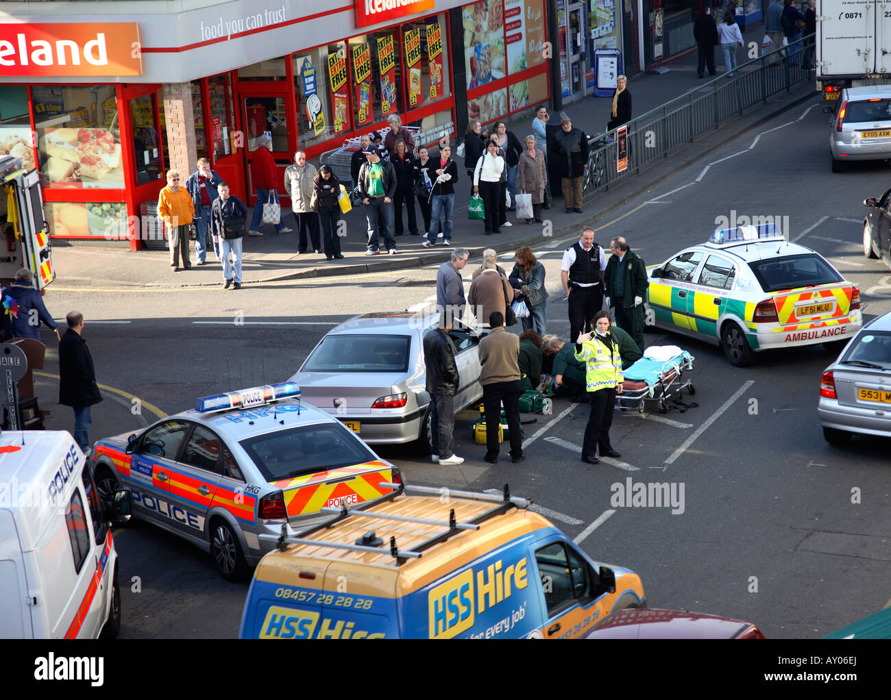 Emergency services at scene of an accident Stock Photo - Alamy