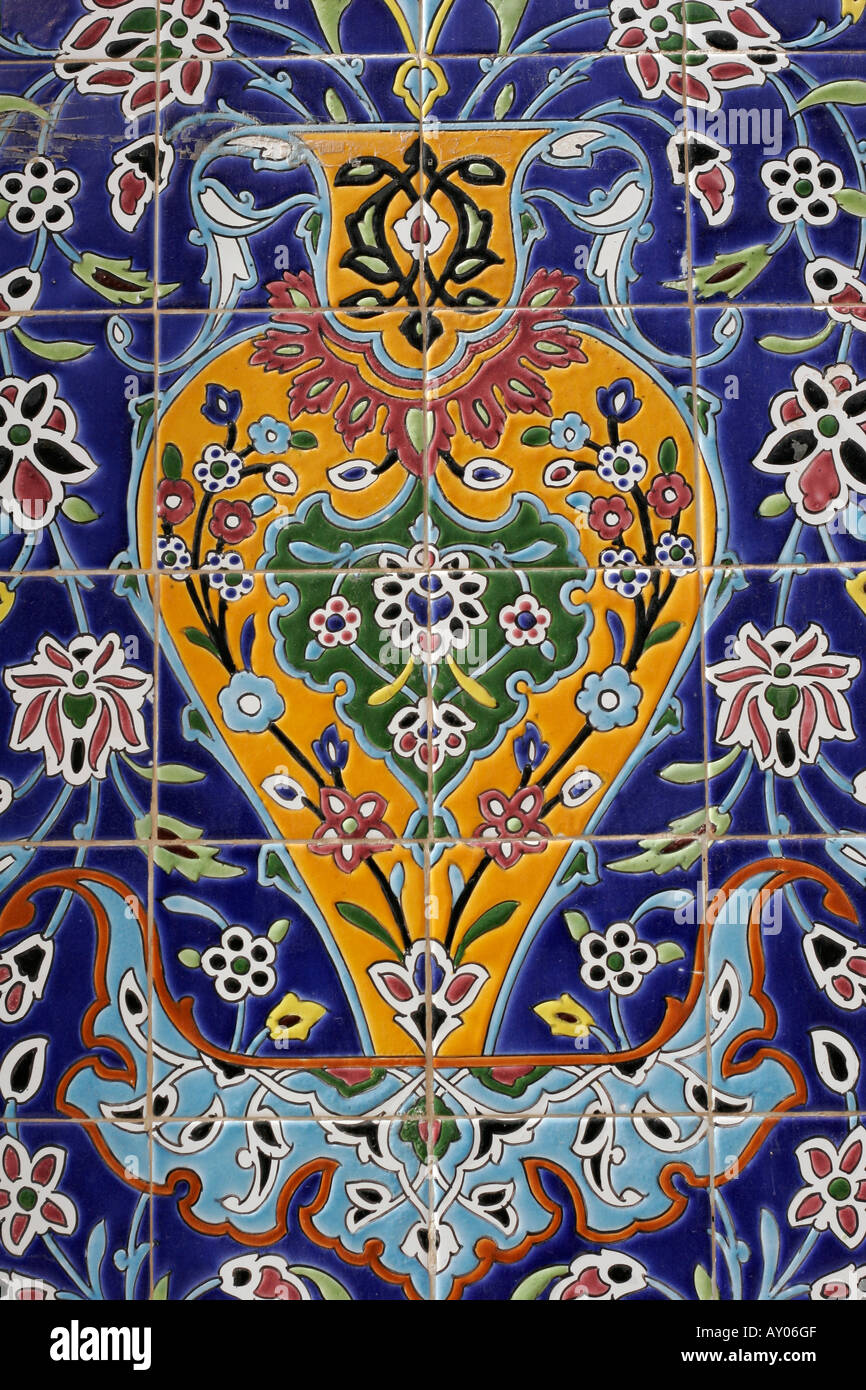 Tiles in the Sayyida Zeinab Iranian mosque, Damascus, Syria, Middle ...