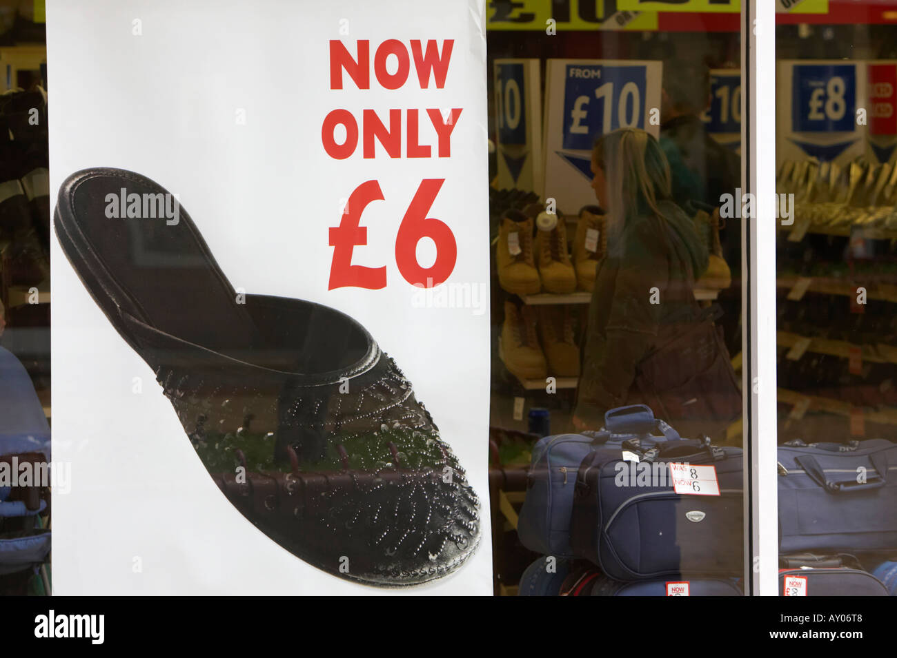 now only 6 slippers sign in shoe shop window in Belfast City Centre ...