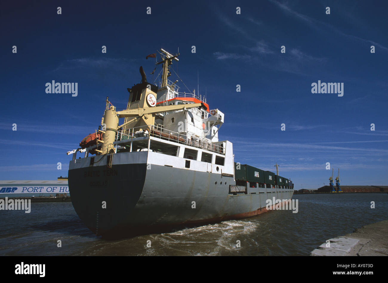 freighter entering the port of hull to unload cargo hull yorkshire uk ...