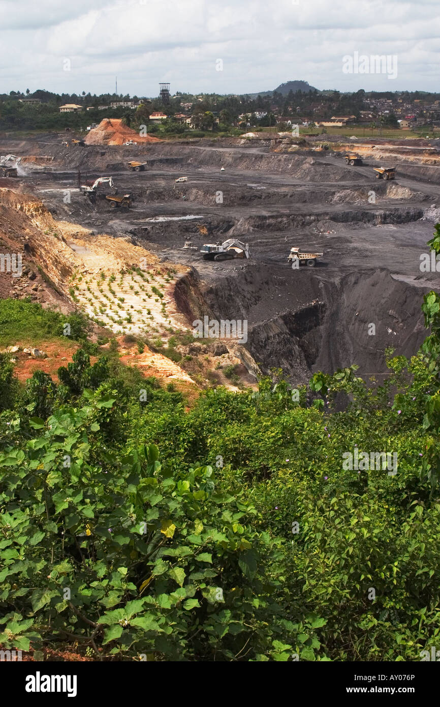 Goldmining in Africa. Overview of opencast surface gold mine pit from ...