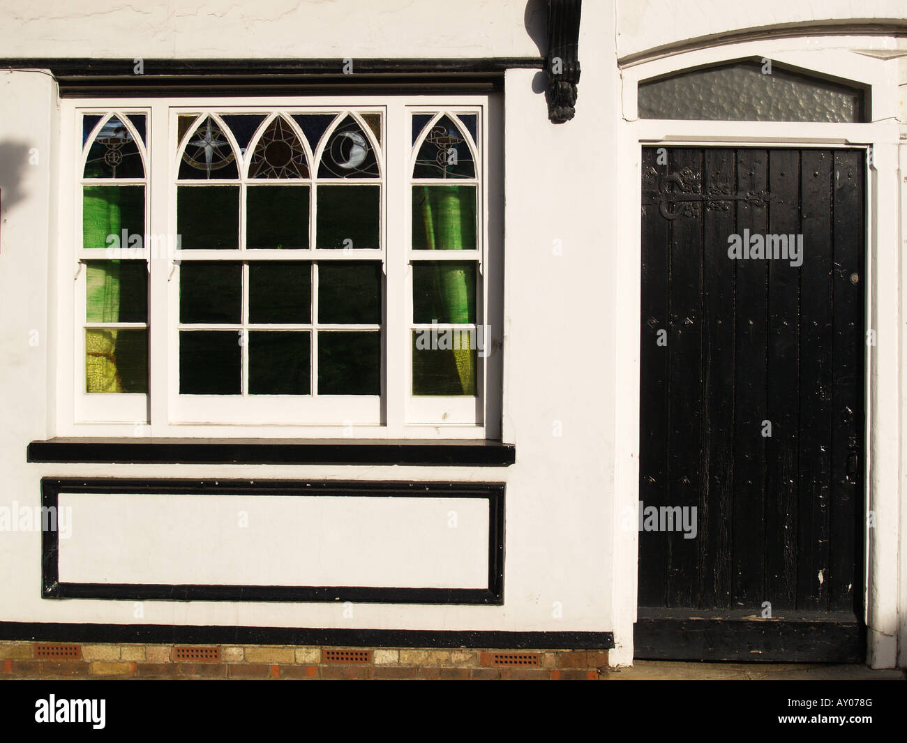 old ancient house front door window lintel black aylesford kent Stock ...