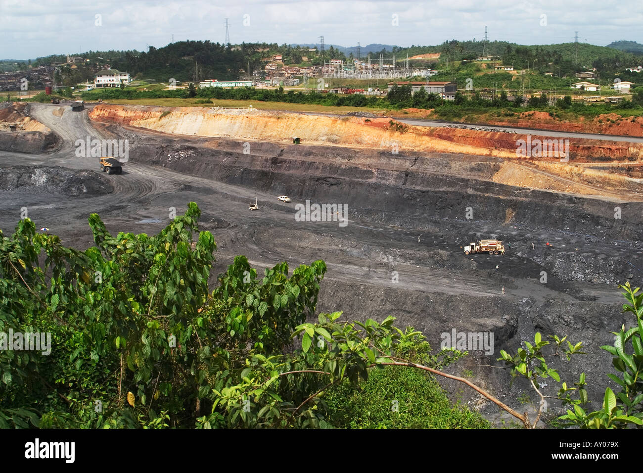 Goldmining in Africa. Overview of opencast surface gold mine pit from ...