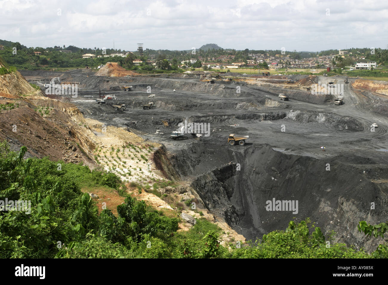 Goldmining in Africa. Overview of opencast surface gold mine pit from ...