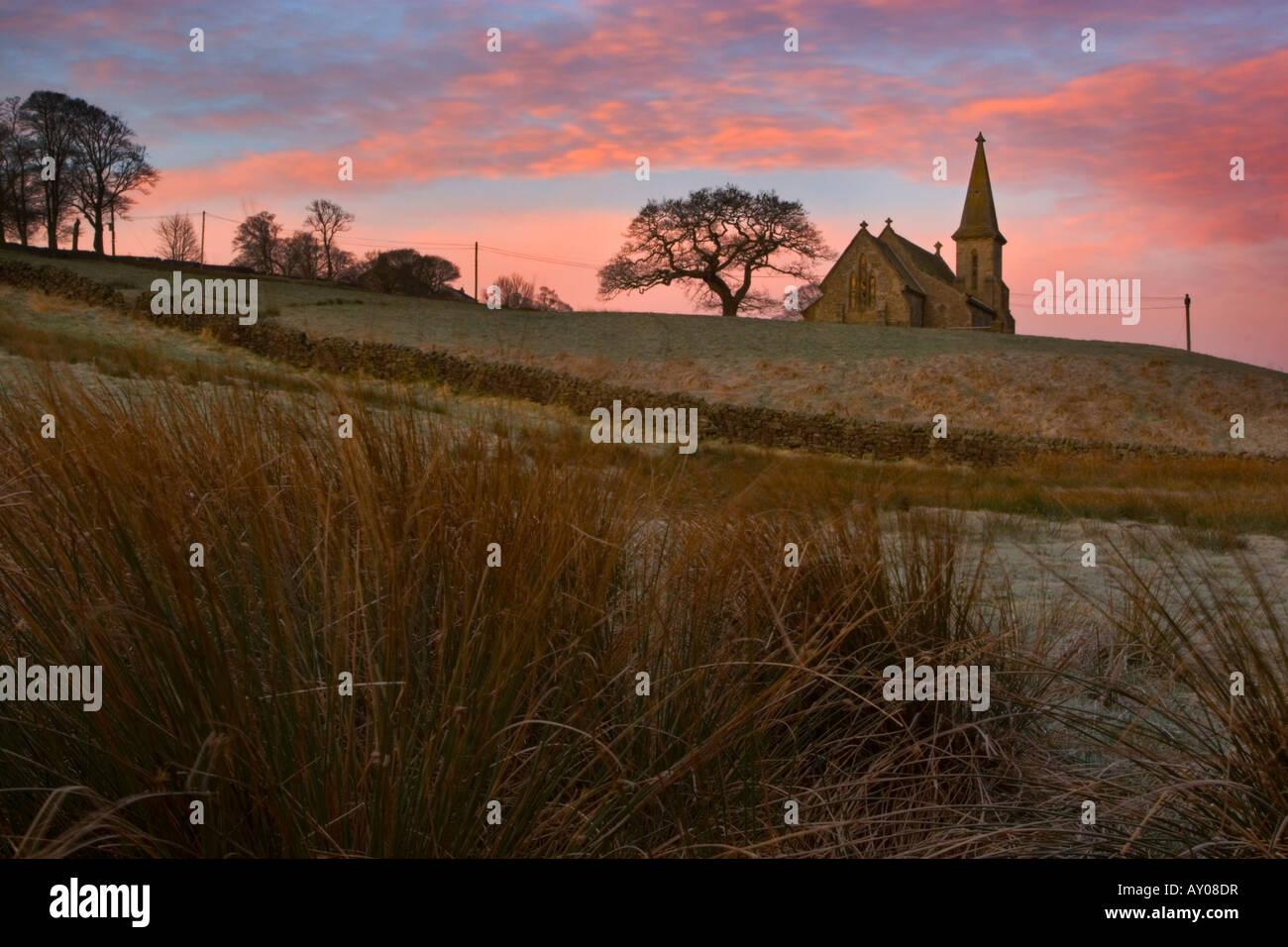 Church at sunrise on a cold frosty morning Stock Photo - Alamy