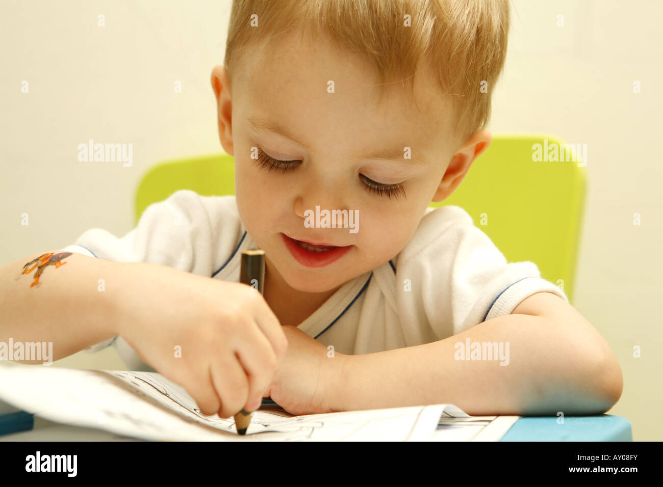 Talented boy draws Stock Photo - Alamy