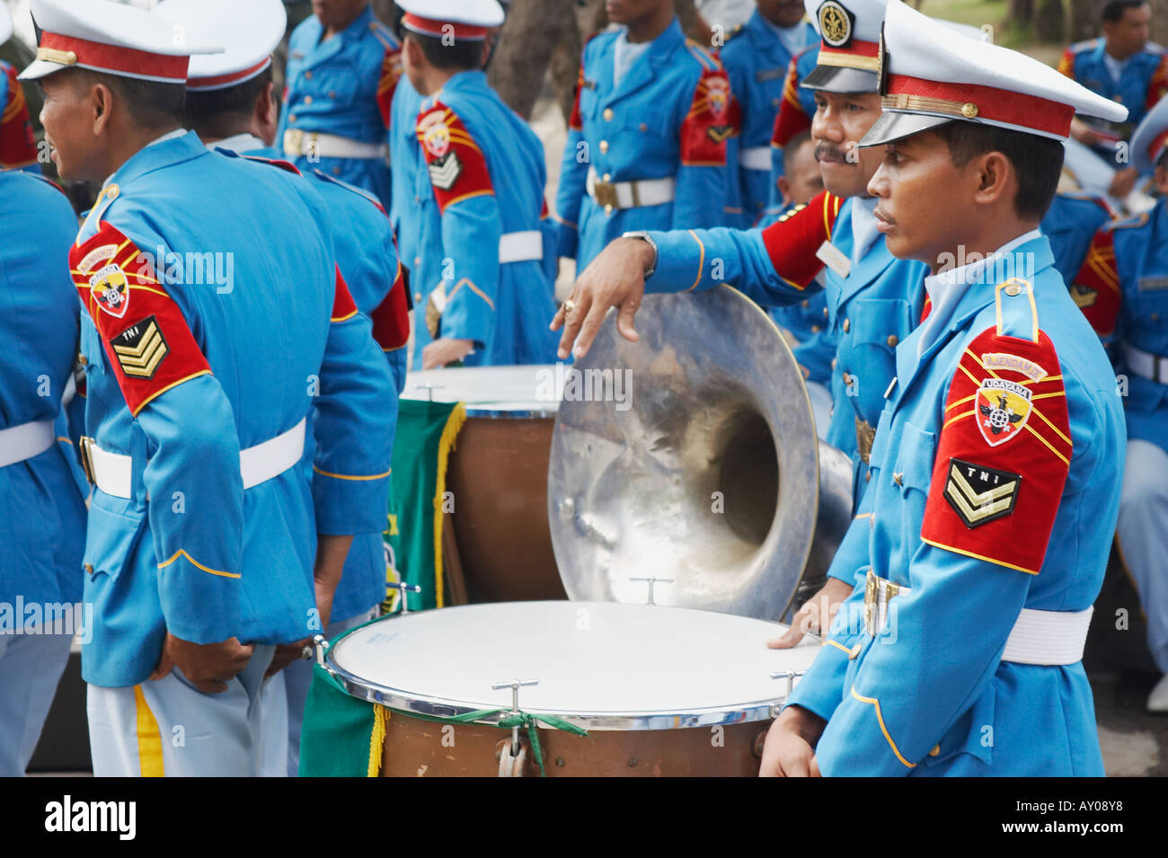 Uniformed Band Members Taking Rest Stock Photo - Alamy