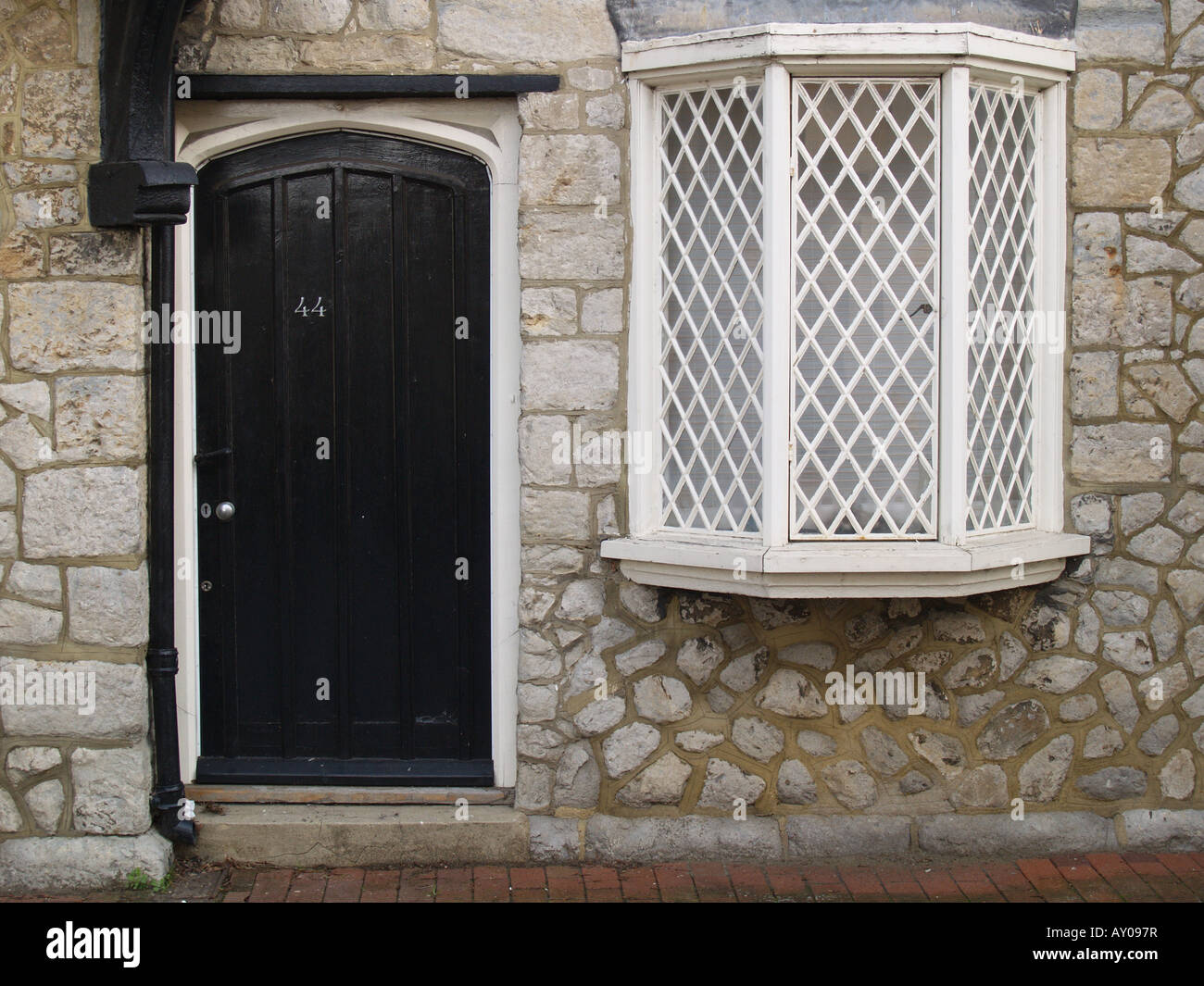 old ancient house front door window lintel black aylesford kent Stock ...