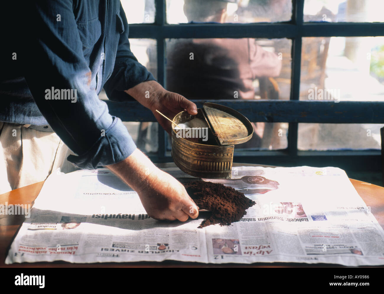 try to make ready traditional Turkish dibek coffee Stock Photo - Alamy