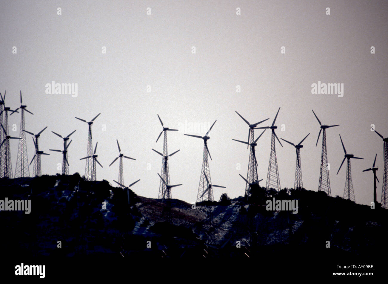 Electrical wind farm in the southern Sierra Nevada mountains of ...